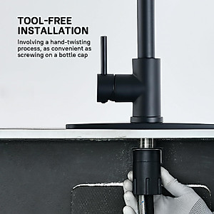 WEWE Black Kitchen Faucet, Kitchen Faucets with Pull Down Sprayer Commercial Stainless Steel Single Handle Single Hole Kitchen Sink Faucet for Farmhouse Camper Laundry Rv Bar