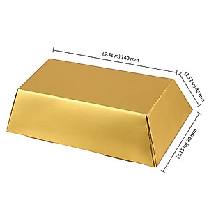 KEILEOHO 40 Pieces Gold Bar Party Boxes, Gold Bar Treat Boxes, Treasure Gold Bar Candy Boxes, Golden Paper Box for Candy, Treats, Crafts Decoration, 5.5 x 3.2 Inch