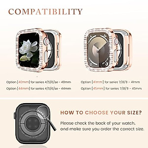 Goton 4 Pack for Apple Watch Series 6 5 4 SE 40mm Bumper Bling Case, Women Glitter Diamond Rhinestone Protector Cover for iWatch Accessories 40mm Clear Silver Black Rose Gold