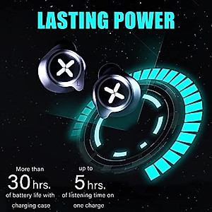 Mahipey Wireless Headphones Bluetooth 5.3 Noise Cancelling Wireless Gaming Earbuds with LED Power Display Microphone Hi-Fi Stereo Deep Bass Game/Music Mode IPX7 Waterproof Headset for iPhone/Android