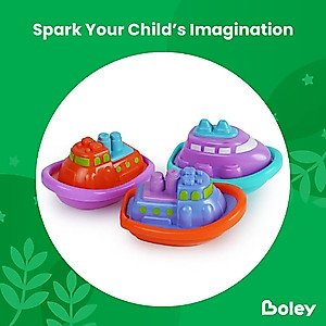 Boley Boats Bathtub Toys - 12 Pk Kids Bath Toys for Toddlers Ages 3+