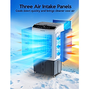 VAGKRI Evaporative Air Cooler, 2200CFM Swamp Cooler, 120°Oscillation Air Cooler with Remote Control, 24H Timer, 3 Modes & Wind Speeds for Outdoor Indoor Use, 9.2Gallon