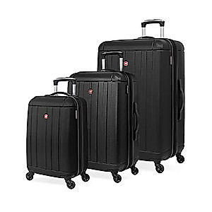 SwissGear 6297 Hardside Expandable Luggage with Spinner Wheels, Black, Checked-Large 27-Inch