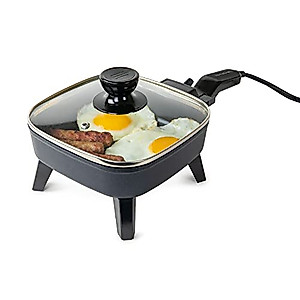HomeCraft 7-Inch Electric Non-Stick Skillet, Adjustable Temperature Control, Cool-Touch Handle with Tempered Glass Lid, Perfect For Healthy Keto & Low-Carb Diets, Rice Bowls, & Eggs