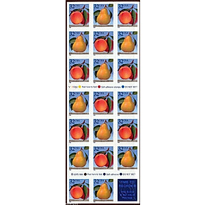 US Stamp - 1995 Pears & Peaches - Booklet of 20 Stamps - Scott #2494a