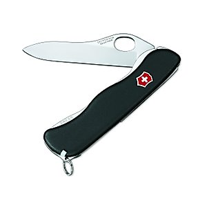 Victorinox Swiss Army One-Hand Sentinel Non-Serrated Pocket Knife, Black, 111mm (0.8413.M3-X2)