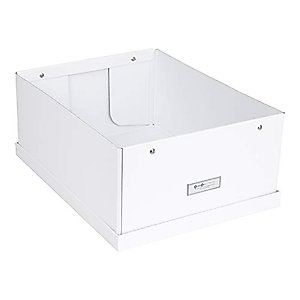 Bigso Katrin Collapsible Storage Box | Photo Storage Box with Labelframe for Easy Identification | Simple Assembly without Tools | Decorative Storage Boxes with Lids | 13.5″ x 17.6″ x 7.2″ | White