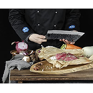 XYJ 12" Extra Long Chef Knife Set 4pcs - Full Tang Butcher Slaughter Breaking Knives For Brisket Turkey BBQ Vegetable Roast Meat Carving - Include Honing Steel Mini Knife And Whetstone