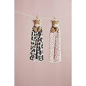 Mud Pie Children's Leopard Bear Lovey Blanket, Pink 21" x 16"