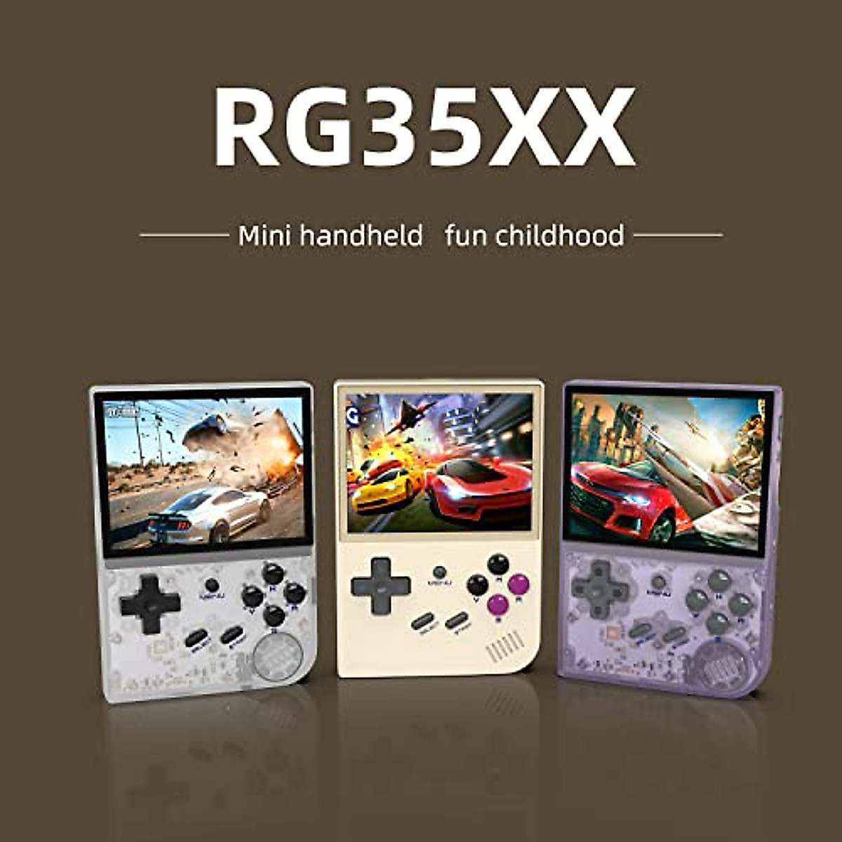RG35XX Handheld Game Console Linux Garlic OS, HDMI and TV Output 3.5 Inch IPS Screen 64G TF Card 6800+ Classic Games 2600mAh Battery ( (RG35XX-Transparent Purple Latest)