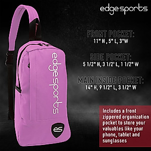 EDGE SPORTS Packable Sling Backpack - Water Bottle Crossbody Sling Perfect for the Gym, Hiking and Travel - Anti Theft Portable Bag (Navy Blue)