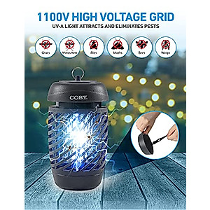 Coby Bug Zapper for Outdoor & Indoor, 10W, Covers 800 Sq. Feet, Non-Toxic, Chemical-Free, Black (CBZ1J6)