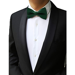 JEMYGINS Green Bow Tie Silk Bowtie and Pocket Square Hankerchief With Cufflinks Sets for Men(3)