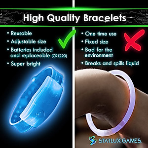 Starlux Games Capture The Flag Redux – Glow-in-The-Dark Bracelet Expansion Set | Adds 12 Players (with 12 LED Bracelets) | Glow in The Dark Games | Sleepover Games | Outdoor Games for Kids
