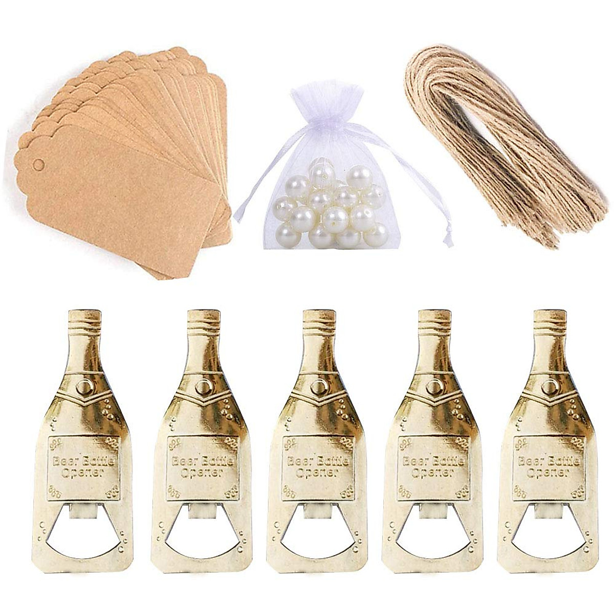 Bodosac 30 Pcs Rustic Vintage Beer Key Bottle Opener with Card Tag and Sheer Bag for Beer Wedding Party Favors