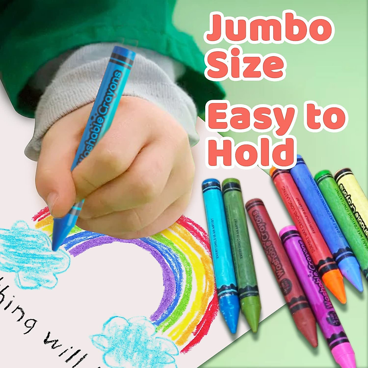 Jar Melo Mosaic Stickers for Kids; Mosaic Art; 8 Sheets, Kids Mosaics Painting, Crayons for Toddlers; 16 Count, Washable Fat Crayons Bulk, Non Toxic