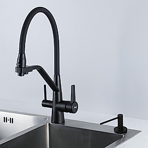 Gappo Upgraded Matte Black Soap Dispenser for Kitchen Sink, Stainless Steel Countertop Pump, Built in Sink Soap Dispenser with 47" Extension Tube kit