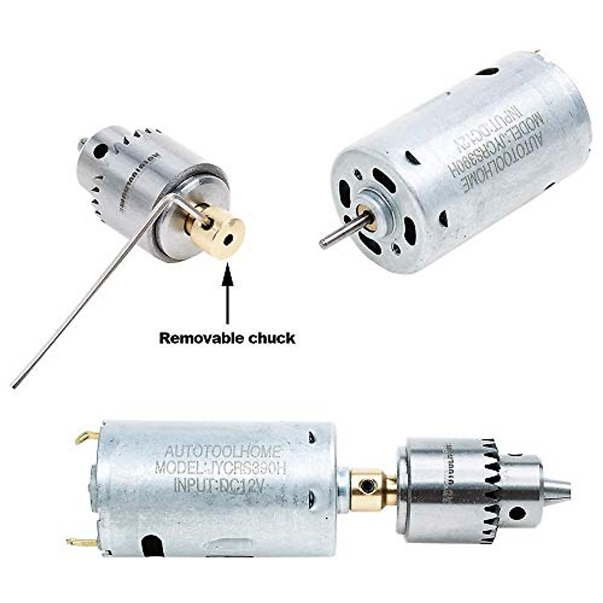 AUTOTOOLHOME Mini DC 12V Electric Hand Drill Motor PCB & Twist Drills Set 1/88-1/6 inch JT0 Chuck Jewelry Craft Drill Kit