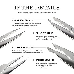 Tweezerman Mini Slant Tweezer - Tweezers for Eyebrows, Travel Tweezers for Eyebrows, Facial Hair, Ingrown Hair (Pineapple Punch)