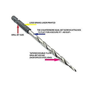 FTG USA Countersink Drill Bit Set 3 Pc #6 (9/64") Wood Countersink Drill Bit Pack Same Size Set Countersink HSS M2 Tapered Countersink Bit, with 1 Hex Wrench, Woodworking Countersink Drill Bits