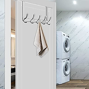 WEBI Over The Door Hook 5 Coat Hooks,Over The Door Towel Rack,Door Hanger Over Door Coat Rack for Hanging Towels,Clothes,Back of Bathroom,White