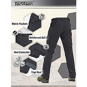 TACVASEN Men's Snow Ski Pants Insulated Thermal Warm Water Resistant Pants with Fleece Lined Utility Pockets Pants Mens Millitary Airsoft Army Pants