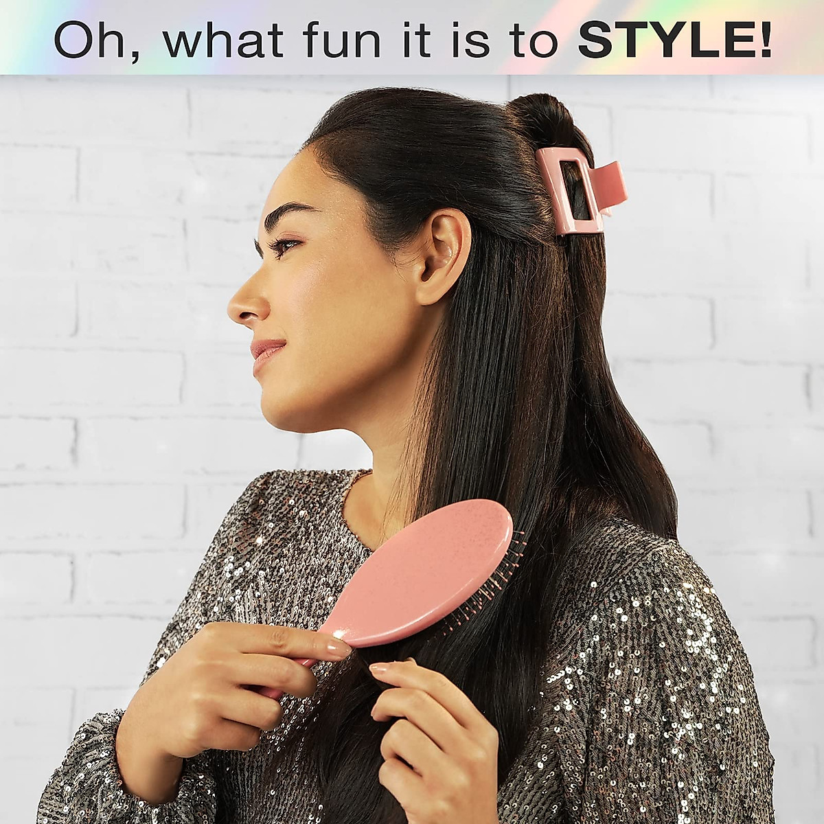 Conair Holiday Gift Set for Women, Detangling Brush and Claw Hair Clip Gift Set, 3 Piece Set