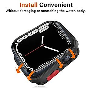 Amizee Rugged Case Compatible with Apple Watch Case Series 8/7 45mm Series 6/SE/5/4 44mm, Soft TPU Shockproof Bumper Drop Proof Protective Cover Compatible with iWatch - Black