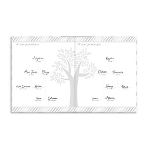 Pearhead Spanish Language Version Chevron Keepsake Baby Memory Book in Spanish with Clean Touch Ink Pad, Gray