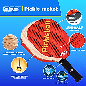 GSE Pickleball Paddles Set with Lightweight Pickleball Rackets & Indoor/Outdoor Pickle-Balls & Mesh Carrying Bag for Adults, Kids, Gifts for Men Women(2 Paddles / 4 Balls)
