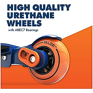 Valor Kick Scooter Toy, Ultra Compact & Lightweight Foldable Scooter Kids with ABEC7 Wheel Bearing, Outdoor Toys for Kids Ages 8-12 and Up, Blue & Orange