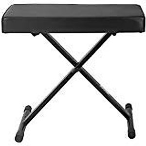 Knox Gear Keyboard Bench - X-Style Height Adjustable Piano Bench - Black Padded Piano Bench Adjustable Cushion - Piano Stool Keyboard Bench Seat for Music Chair Practice, Cello, Harp, Live Performance