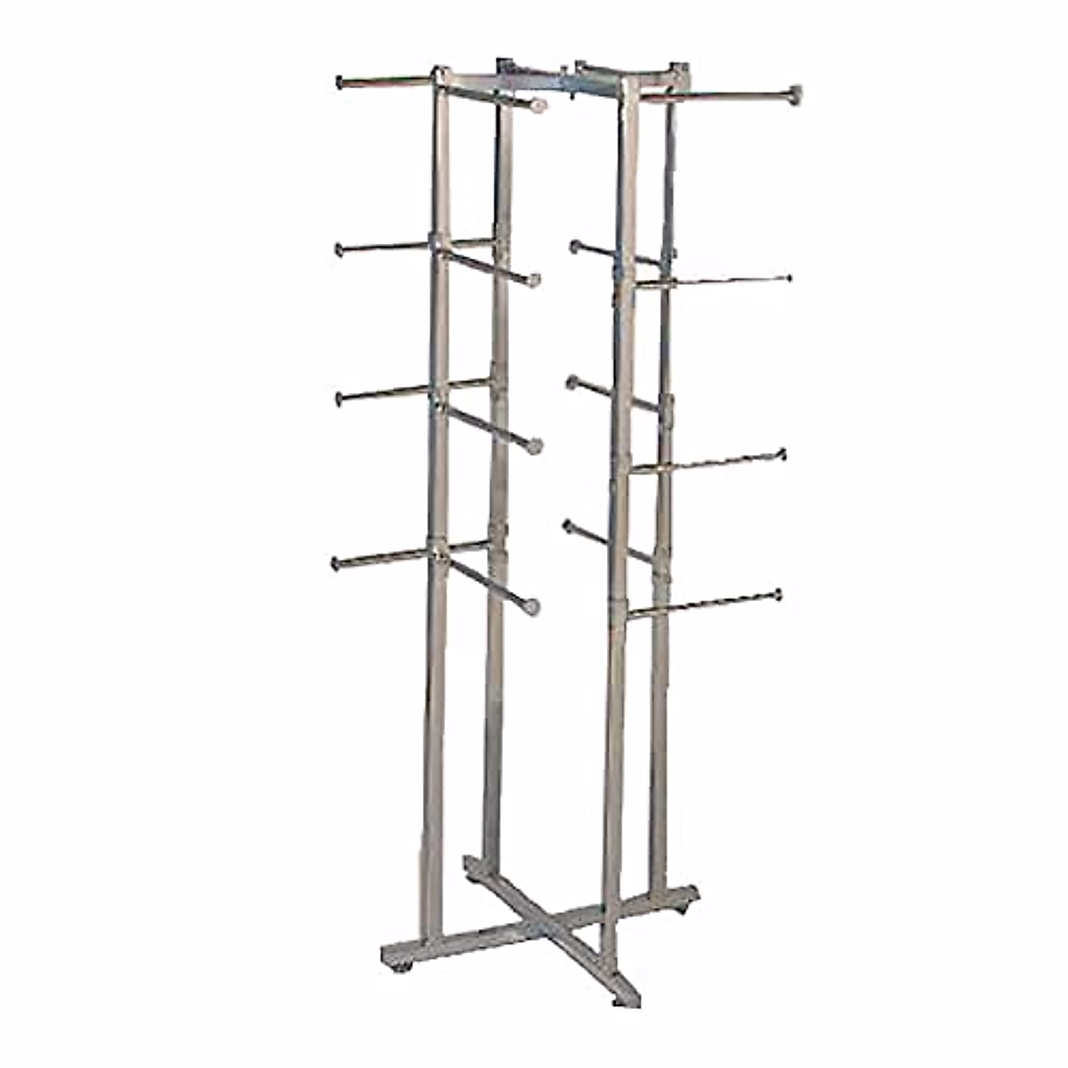 Folding Lingerie Tower with Tubular Arms, Garment Racks, Folding Lingerie Towers, 61" Chrome Finish Square Tubing with Round Tubing Arms Folding Lingerie Tower