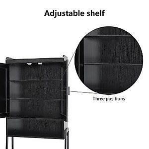 apexnova Over The Toilet Storage Cabinet, Wooden Space-Saving Bathroom Organizer Shelf Over Toilet Storage Rack with Double Door and Adjustable Feet