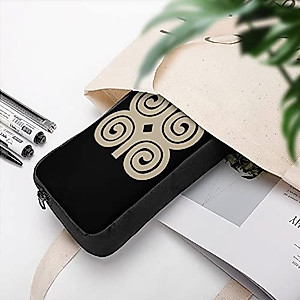 African Symbols Pencil Case Makeup Bag Big Capacity Pouch Organizer for Office College