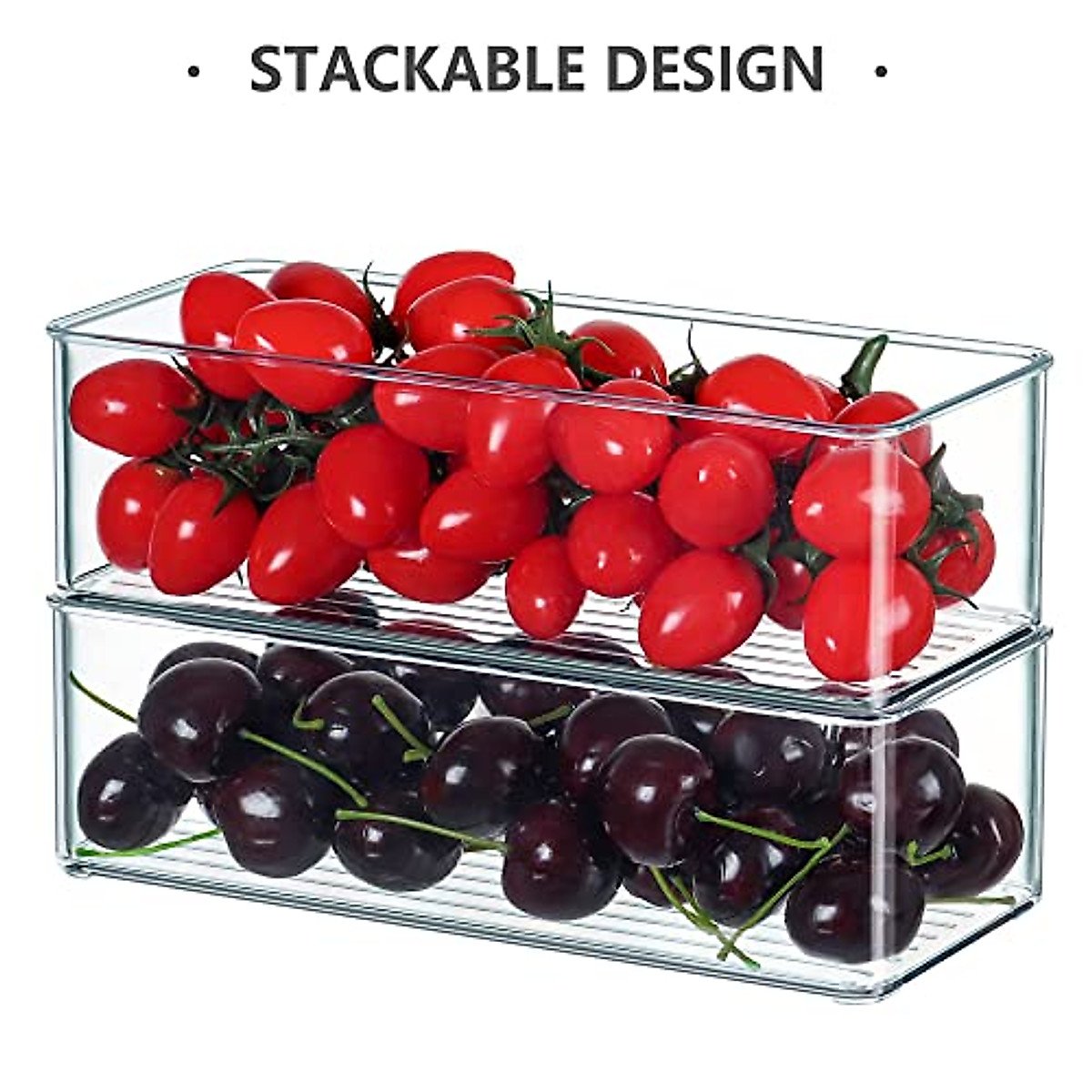 Hudgan 8 Pack Clear Plastic Drawer Organizers Set, Stackable Deep Drawer Organizer for Makeup Vanity and Desk, 2 Sizes Tall Bathroom Drawer Organizer