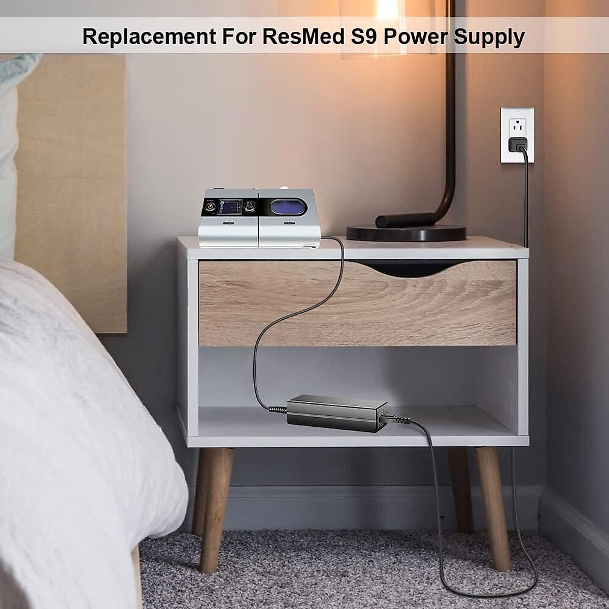 HKY 24V AC Adapter Compatible with All ResMed S9 Series CPAP and BiPAP Machines Res Med S9 AutoSet/AutoSet for Her/Elite/Escape Auto/Escape/VPAP Series Replacement 90W ResMed S9 Power Supply Cord