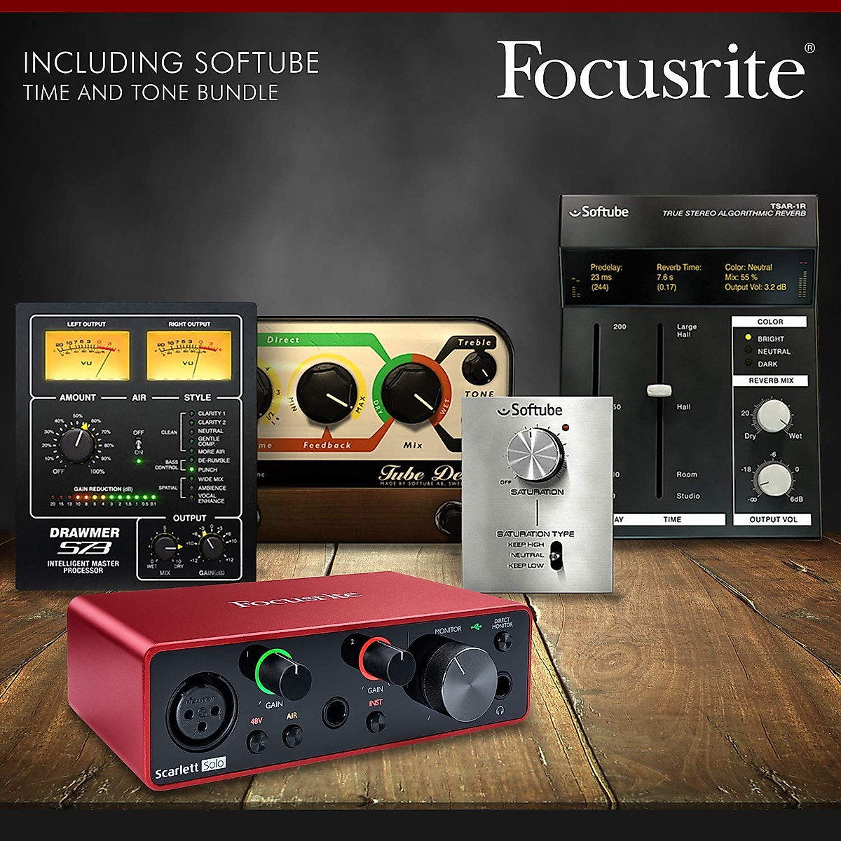 Focusrite Scarlett Solo USB Audio Interface (3nd Generation) + Professional Monitoring Headphones, Cables and Deluxe Accessory Bundle