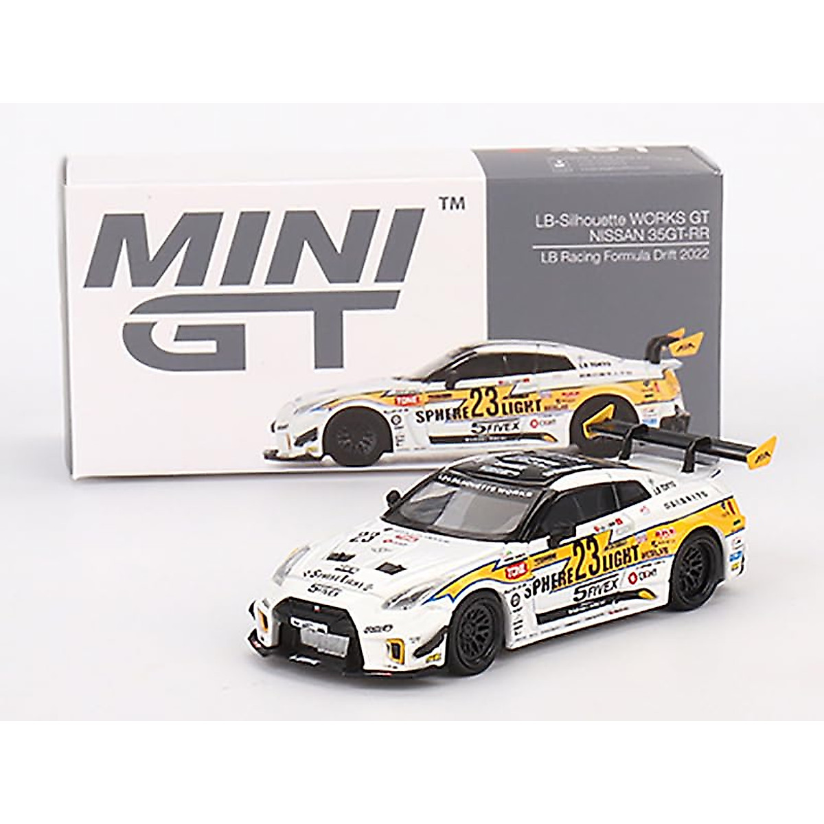 35GT-RR Ver.2 RHD (Right Hand Drive) LB-Silhouette Works GT #23 ALEC Robbins LB Racing Formula Drift (2022) Limited Edition 1/64 Diecast Model Car by True Scale Miniatures MGT00491