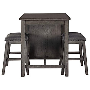 Signature Design by Ashley Caitbrook Counter Height Dining Room Table Set with 2 Upholstered Barstools, Gray