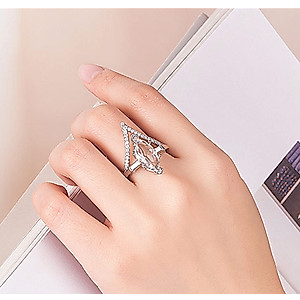 WDIYIEETN 925 Sterling Silver Rings Eye Shape Cubic Zirconia Promise Rings CZ Crystal Teardrop Shape Eternity Engagement Wedding Band Ring Size(6-11) (6)