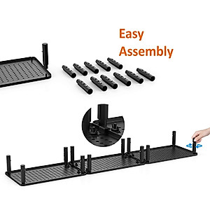 3-Pack Premium PC Monitor & Laptop Stand with Sturdy, Stable Black Metal Construction. Fashionable Riser is Height Adjustable with Non-Skid Rubber. Perfect for Computer Monitor, iMac or printer Shelf