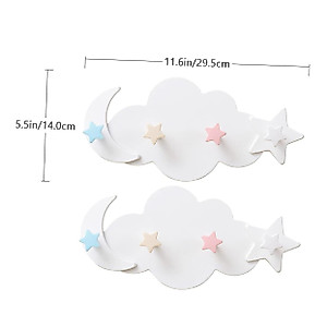 OFFSCH 2pcs Star Moon Hook Cartoon Wall Entryway Hanger Wall Mount Coat Hooks Wall Decorative Hooks Coat Hanger Adhesive Hooks Hanging Towel Rack White No Trace Plastic Nightgown