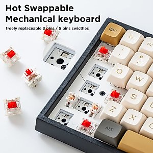 YUNZII KC84 Pro Hot Swappable Mechanical Keyboard 84-Key Gaming Keyboard with Translucent ABS Case, RGB Backlit for Mac/Win/Gamers (Gateron Yellow Switch, Shimmer)
