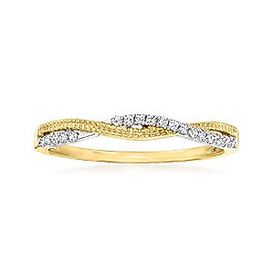 Canaria 0.10 ct. t.w. Diamond Twisted Milgrain Ring in 10kt Yellow Gold. Size 8