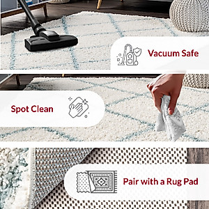 nuLOOM Tess Moroccan Shag Area Rug - 5x8 Shag Area Rug Modern/Contemporary Blue/Ivory Rugs for Living Room Bedroom Dining Room Nursery