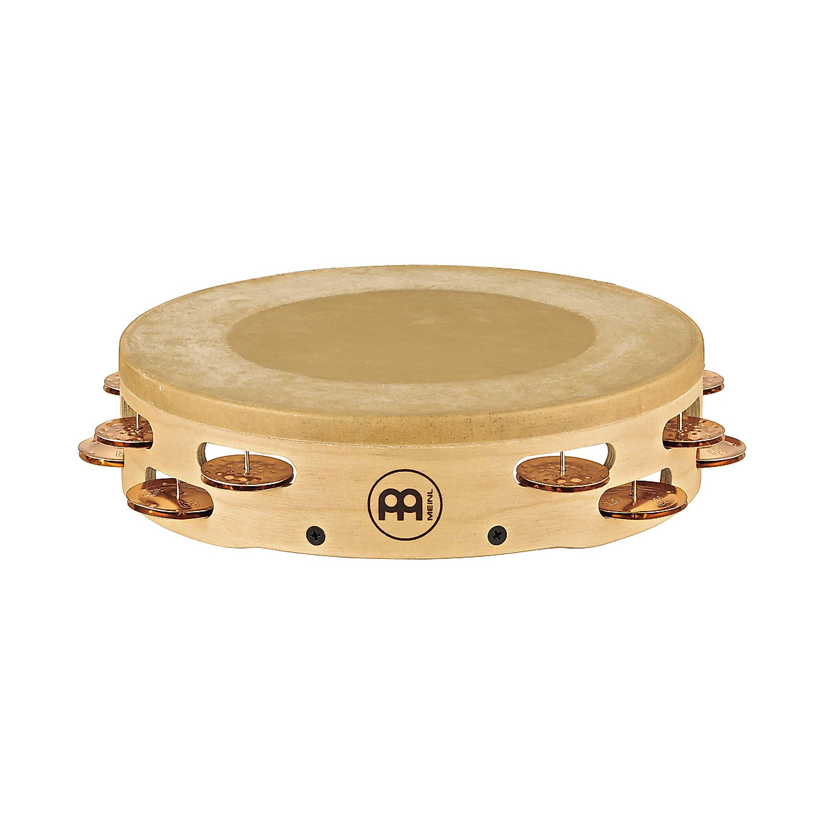 Meinl Percussion AE-MTAH2BO Artisan Edition Maple Tambourine with Calf Skin Head and Bronze Jingles, 2 Rows