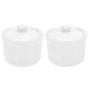 Angoily 2pcs Ceramic Stew Pot with Lid Small Steam Soup Bowl Steaming Cup Stockpot Cookware for Egg Custard Medicinal Birds