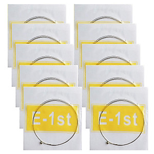 Vencetmat Electric Guitar High E Strings .010 Gauges, Light Tension, Good Tone, Ball End, Bulk Individually Wrapped 10 Pack
