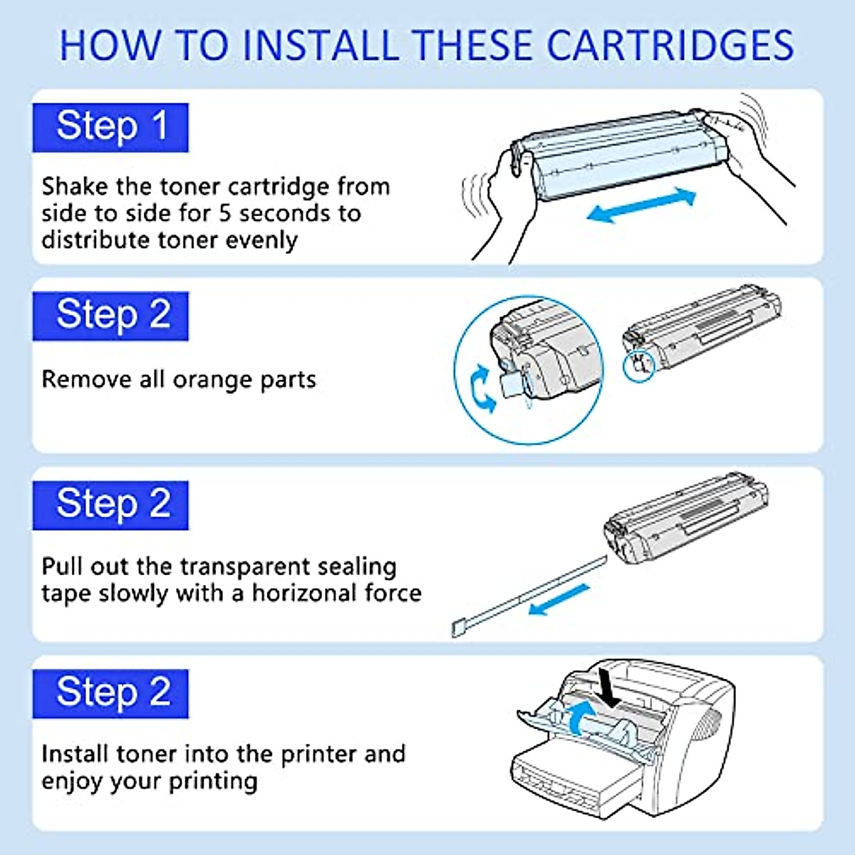 KCMYTONER Compatible Toner Cartridge Replacement for Canon 125 CRG 125 CRG-125 3484B001AA Work with ImageClass LBP6000 LBP6030w MF3010 Printer - Black, 2 Pack